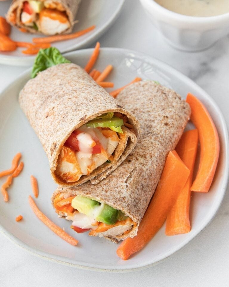 Healthy Buffalo Chicken Caesar Wraps - Healthful Blondie