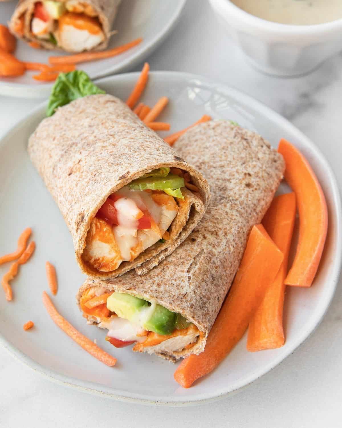 Healthy Buffalo Chicken Caesar Wraps - Healthful Blondie