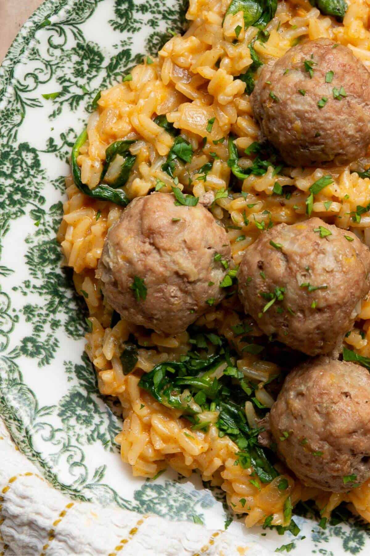 Turkey Meatballs with Lemony Rice - Healthful Blondie