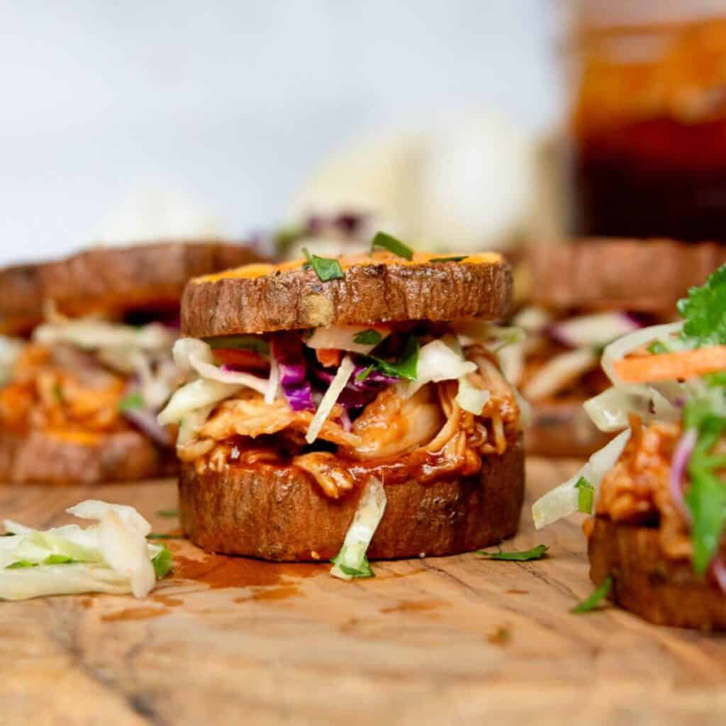Barbecue Chicken Sweet Potato Sliders - Healthful Blondie